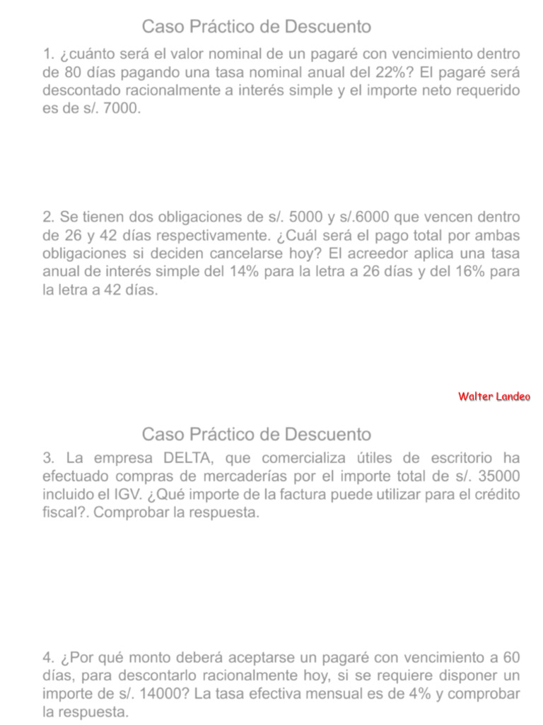 MF-8.1 Caso Práctico Descuento Racional | PDF