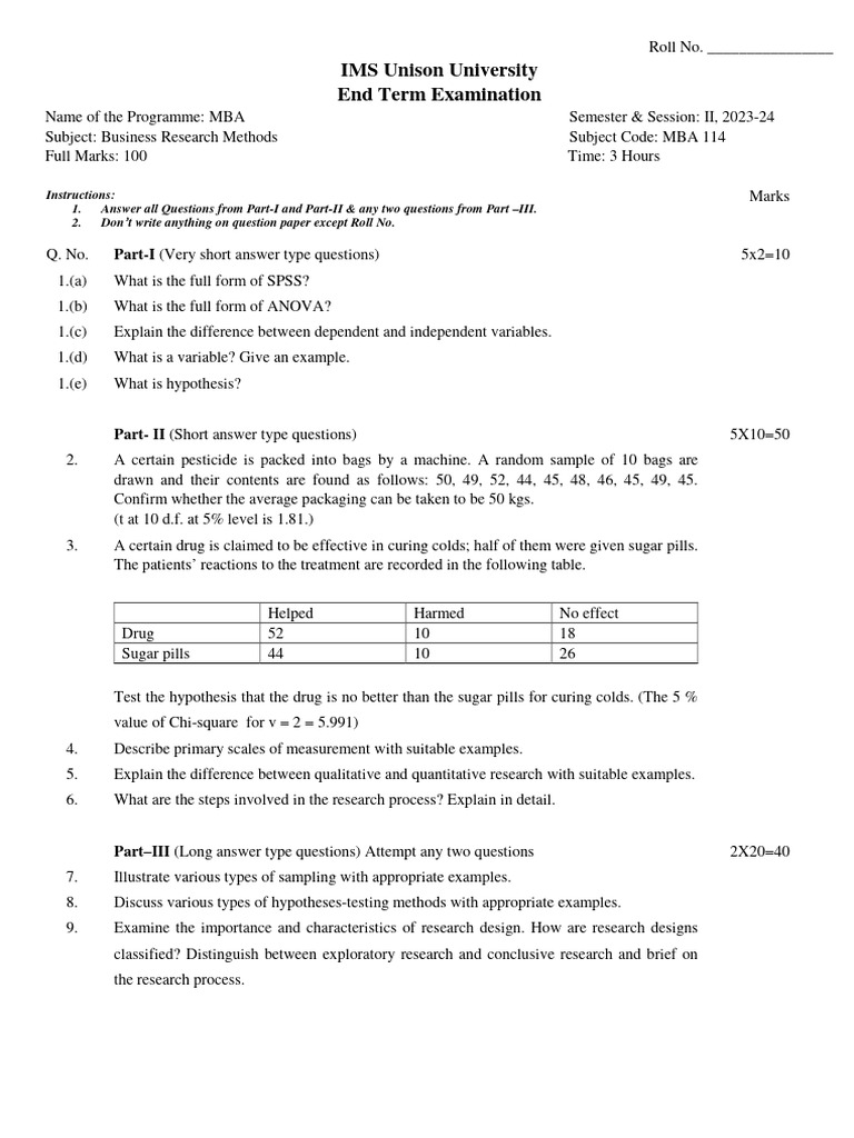 MBA 114 - Business Research Methods (M) | PDF | Quantitative Research ...