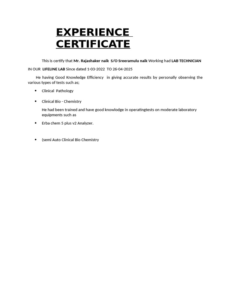 Certificate Experince | PDF