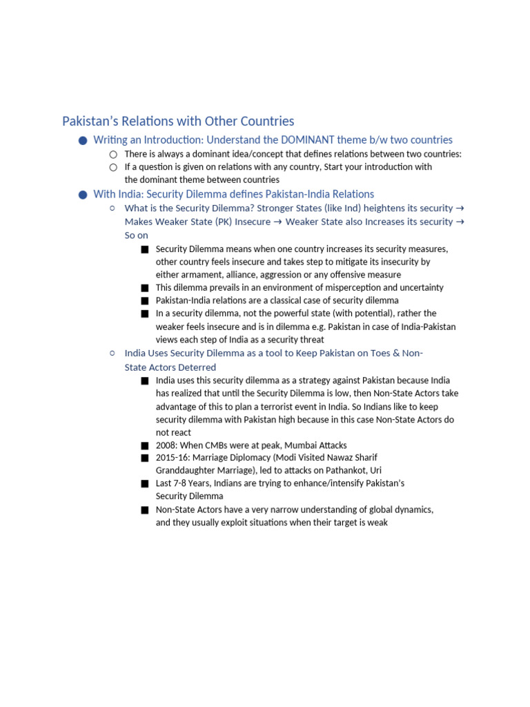 Pak Relations With Other States | PDF | Afghanistan | Pakistan
