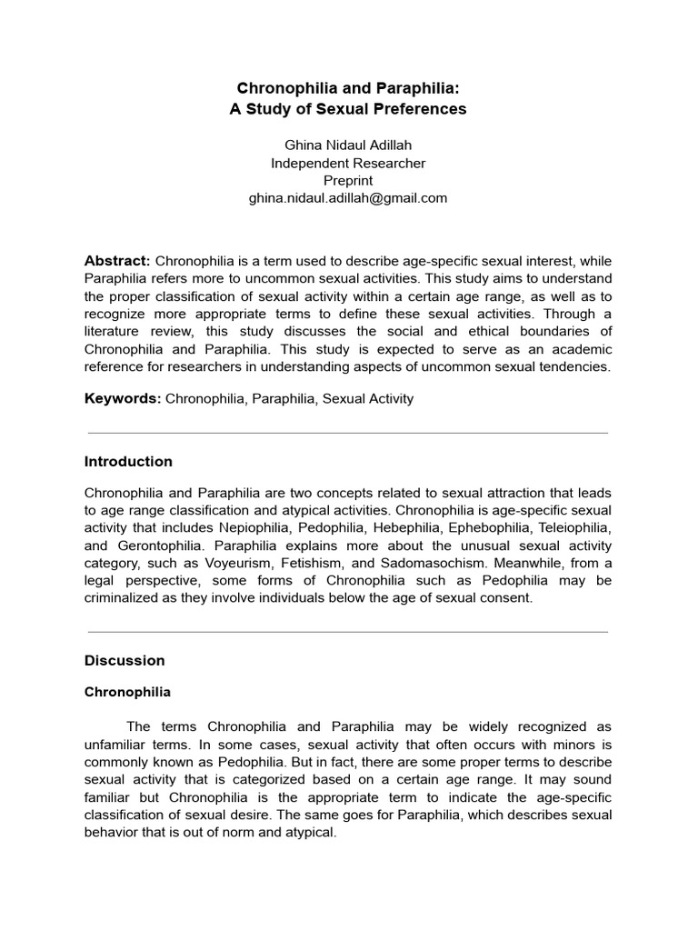 Understanding Chronophilia and Paraphilia | PDF | Pedophilia ...
