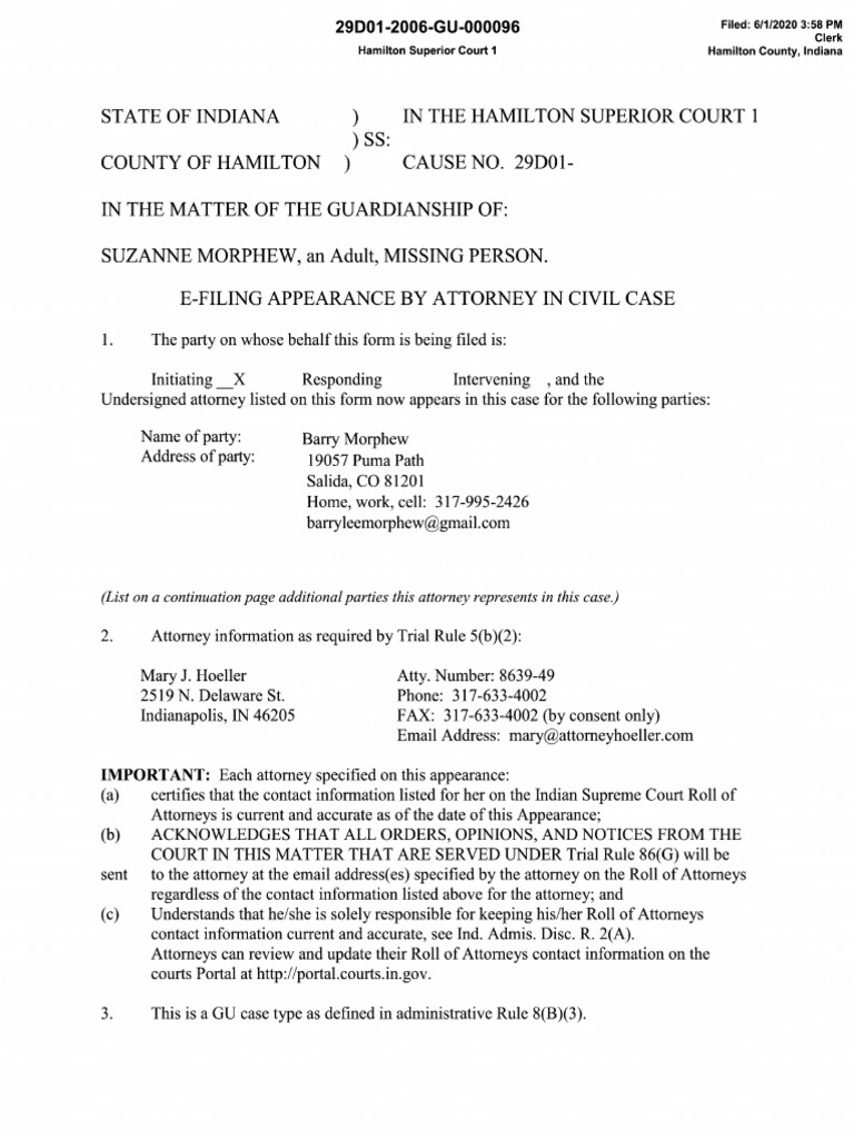 Barry Morphew - Hamilton County - Guardianship | PDF | Legal Guardian ...