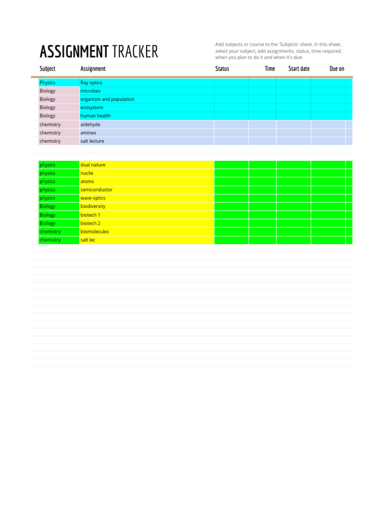 Assignment Tracker | PDF