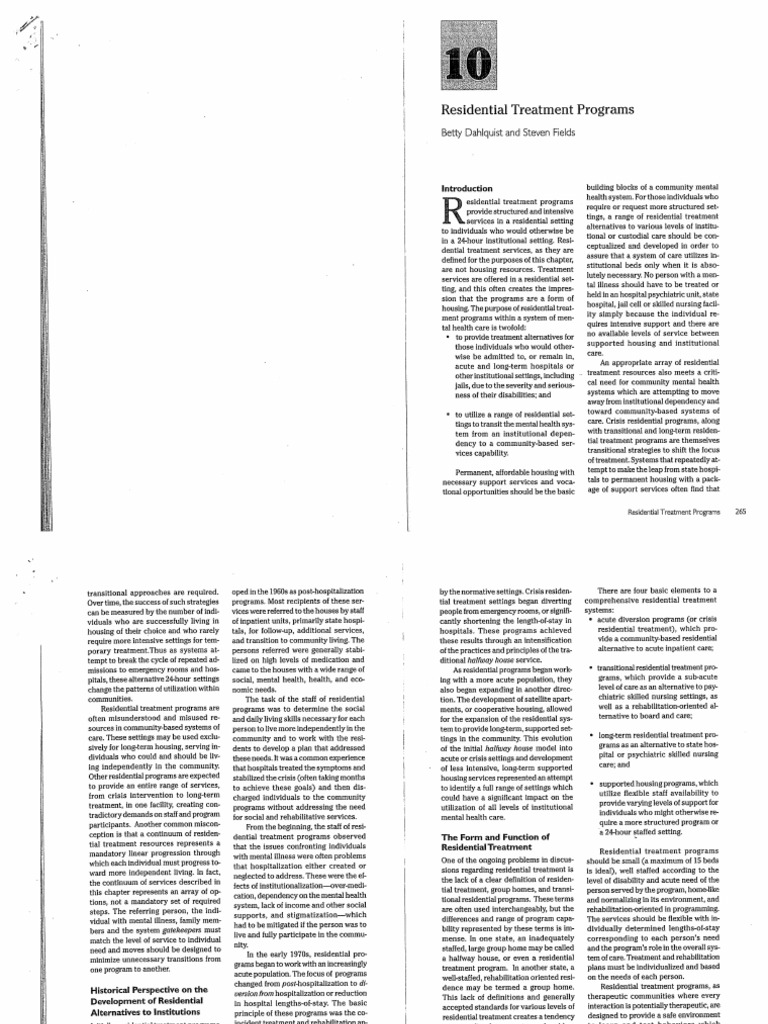 Residential Treatment Programs | PDF