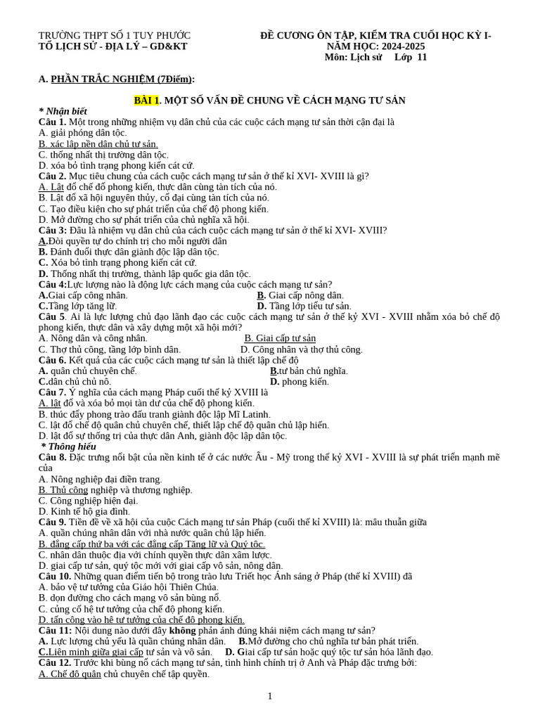 DeCuongLichSu11-CKI-CoDapAn Đã S A | PDF