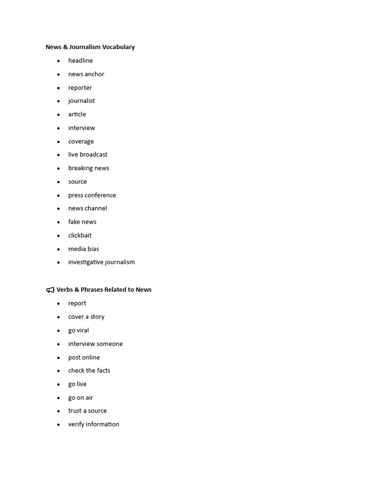 News Vocabulary | PDF