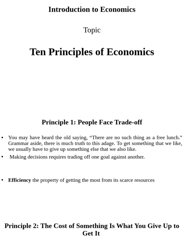 Ten Principles of Economics Explained | PDF | Market (Economics ...