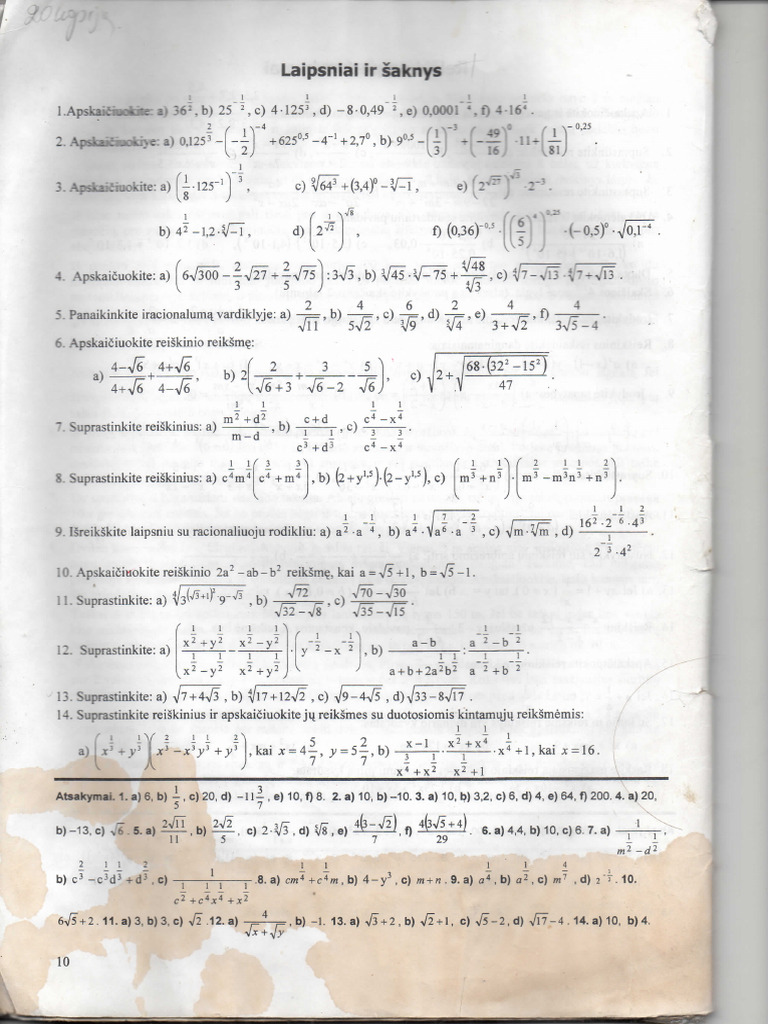 Laipsniai Ir Saknys | PDF