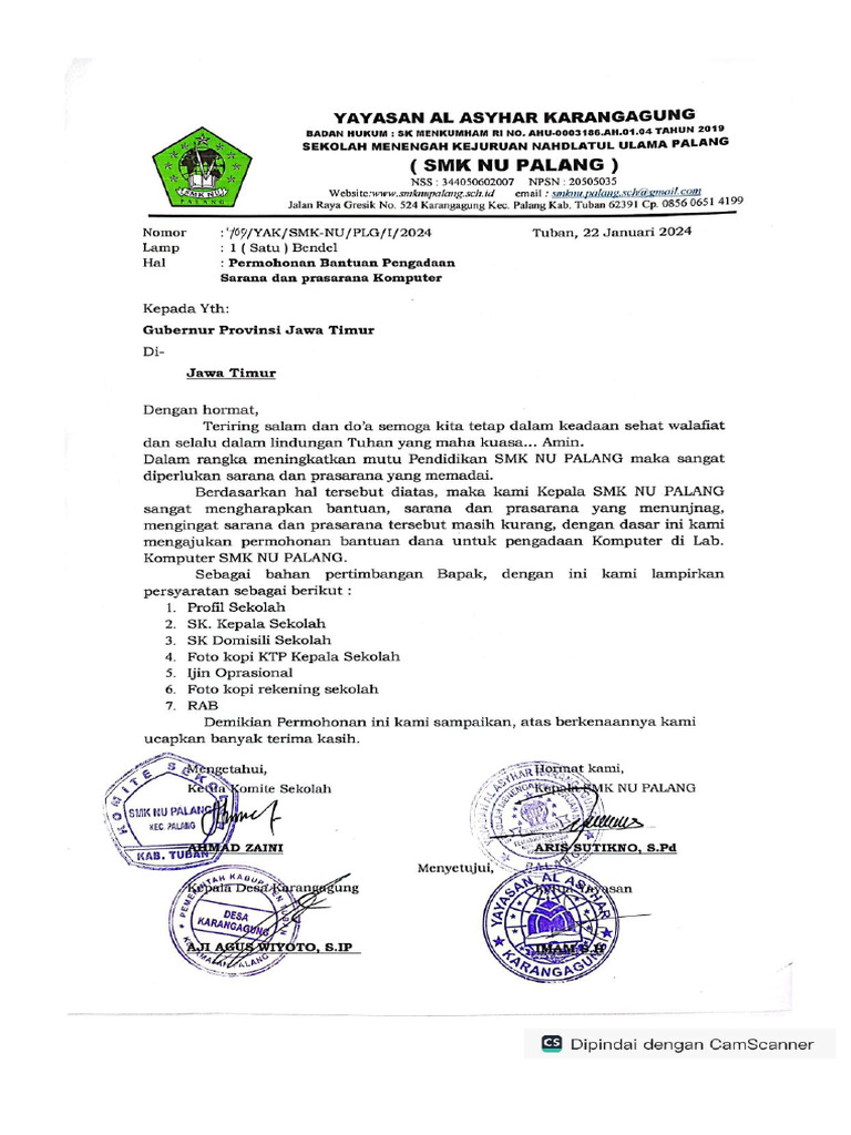 Surat Permohonan Hibah Gubernur Jatim | PDF