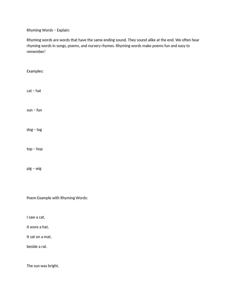 Rhyming Words - WPS Office | PDF