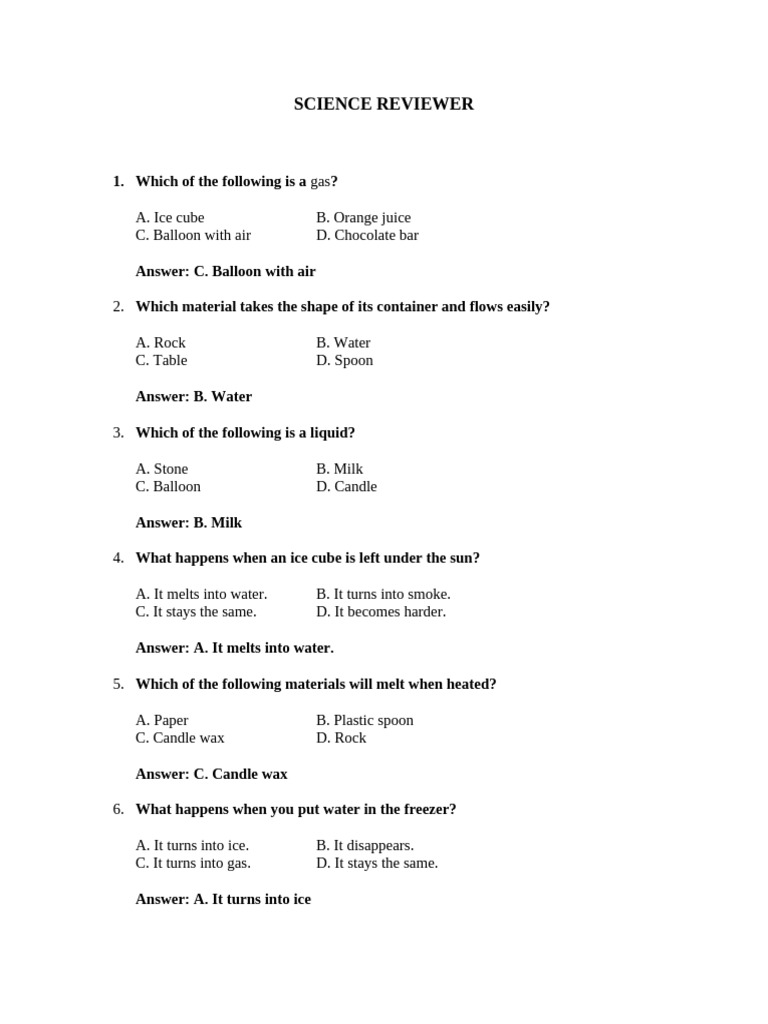 SCIENCE REVIEWER Quater 1 | PDF