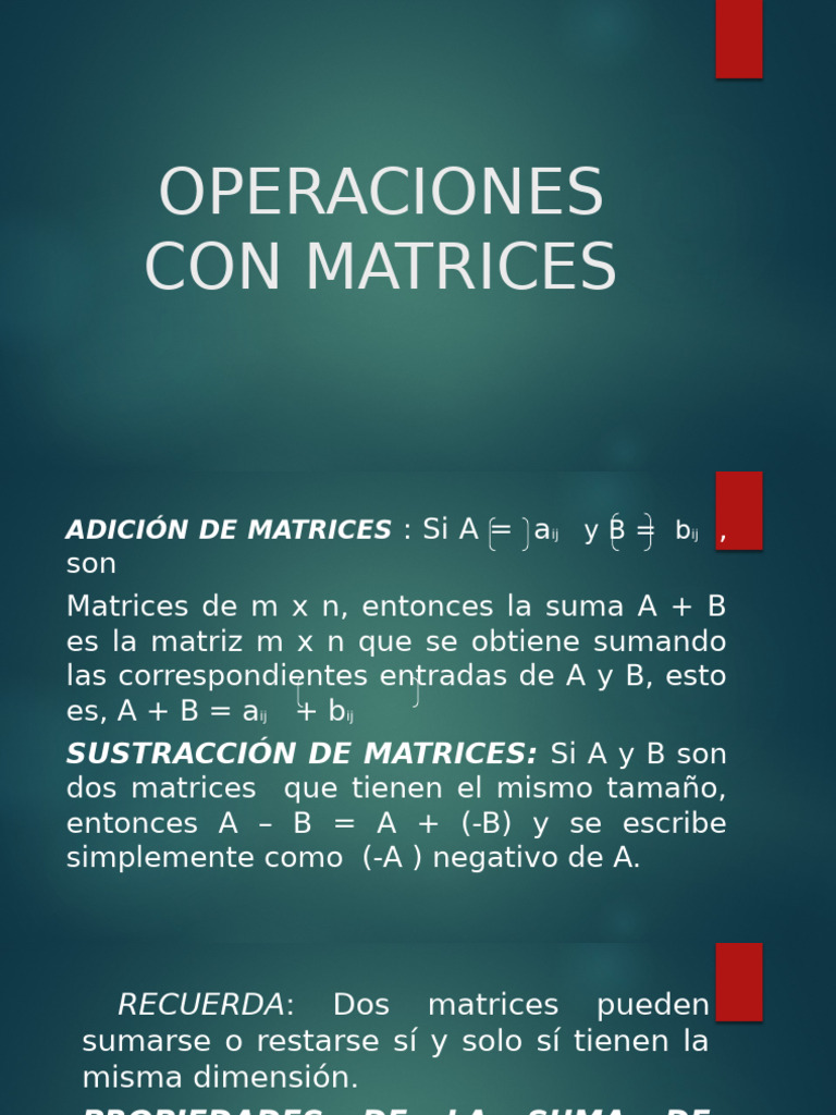 1.1 Operaciones Con Matrices. | PDF