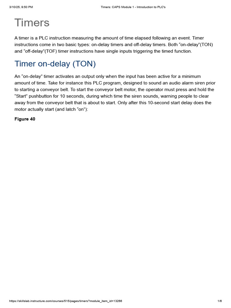 CAP Module 1 - Introduction - CAPS Module 1 - Introduction To PLC's - 07 | PDF | Timer ...