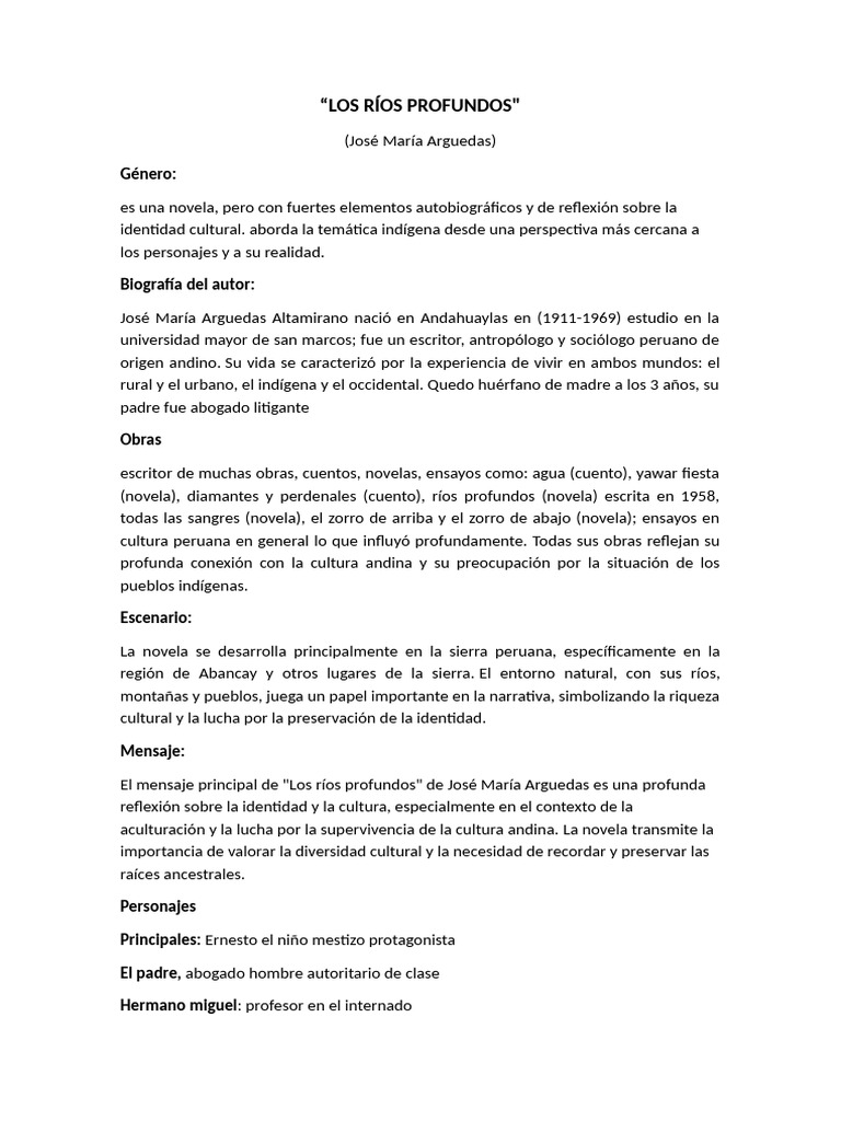 Los Ríos Profundos | PDF