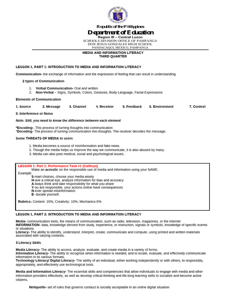 Modules in 3rd Quarter For JDVP Students | PDF | Communication | Information