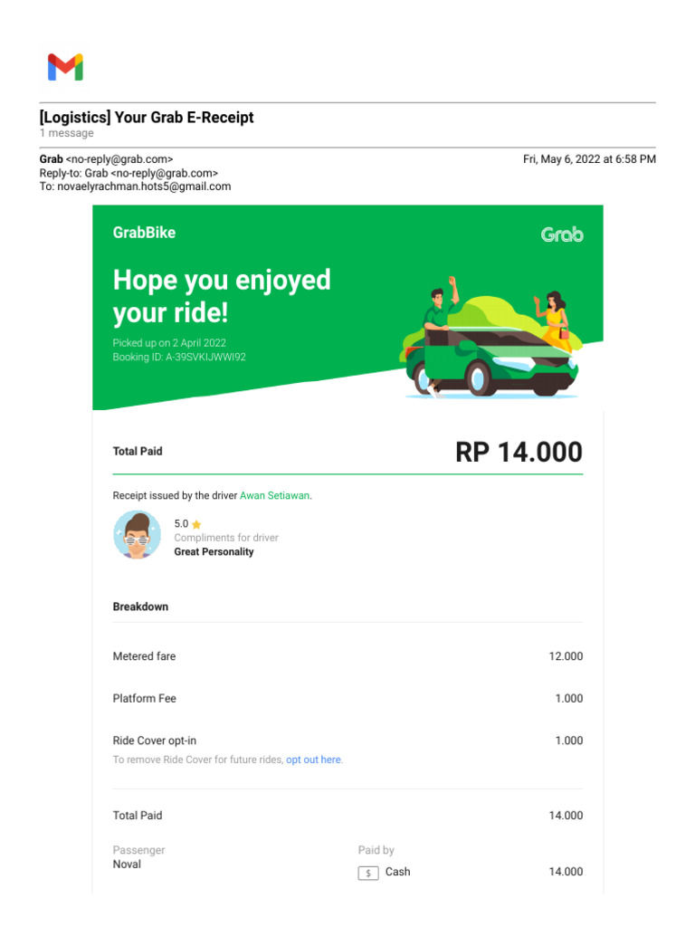 Contoh receipt grab | PDF