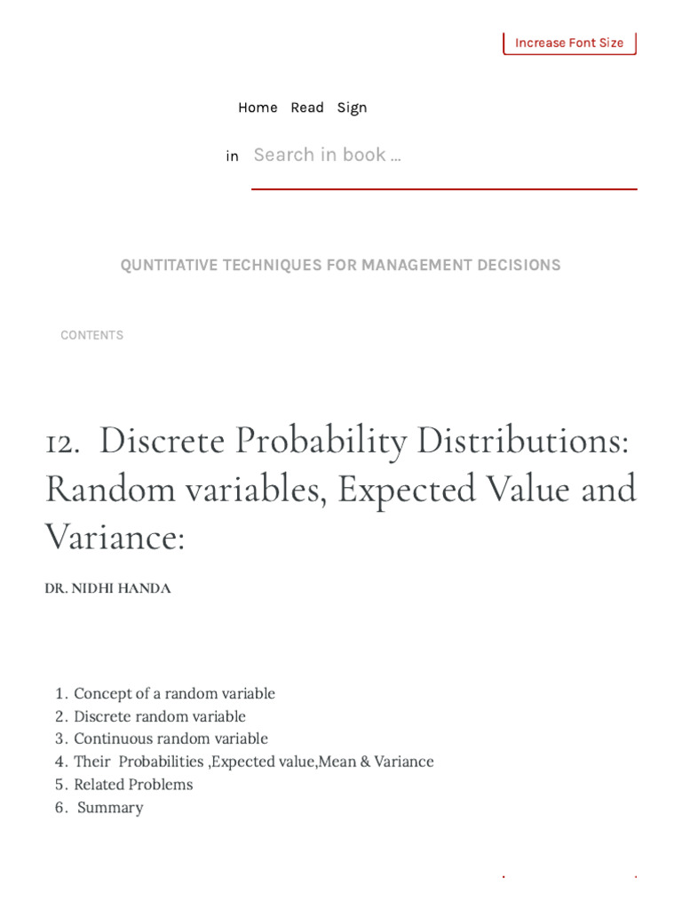 Discrete Probability DisMarch 22 - Tributions - Random Variables, Expected Value and Variance ...