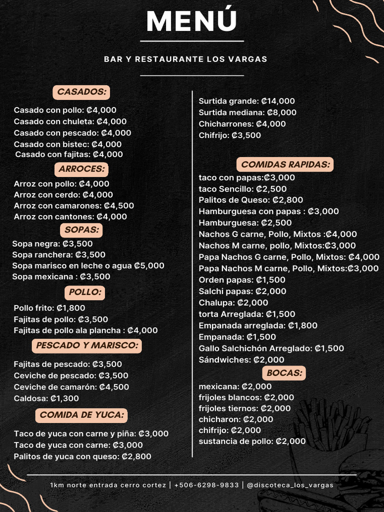 Menú del Bar y Restaurante Los Vargas | PDF | Mariscos | Cocina ...
