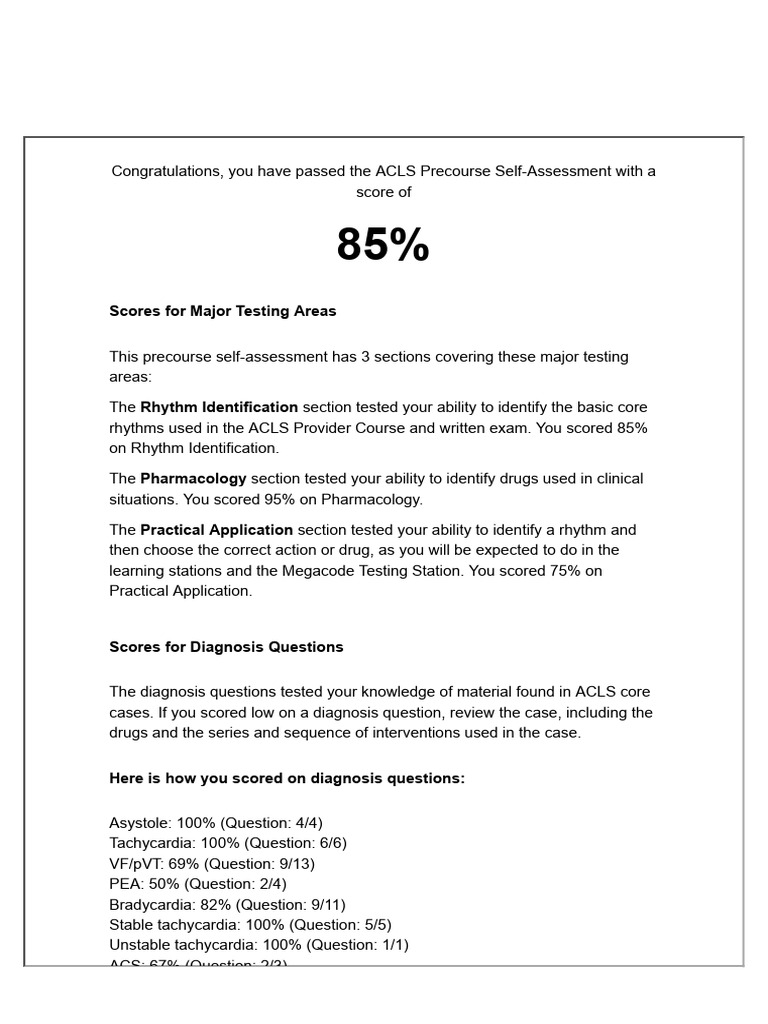 AHA Elearning ACLS Precourse Self-Assessment-1 | PDF