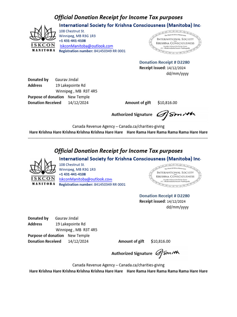 D2280 - Donation Receipt (Gaurav Prabhu) | PDF | Government Finances ...