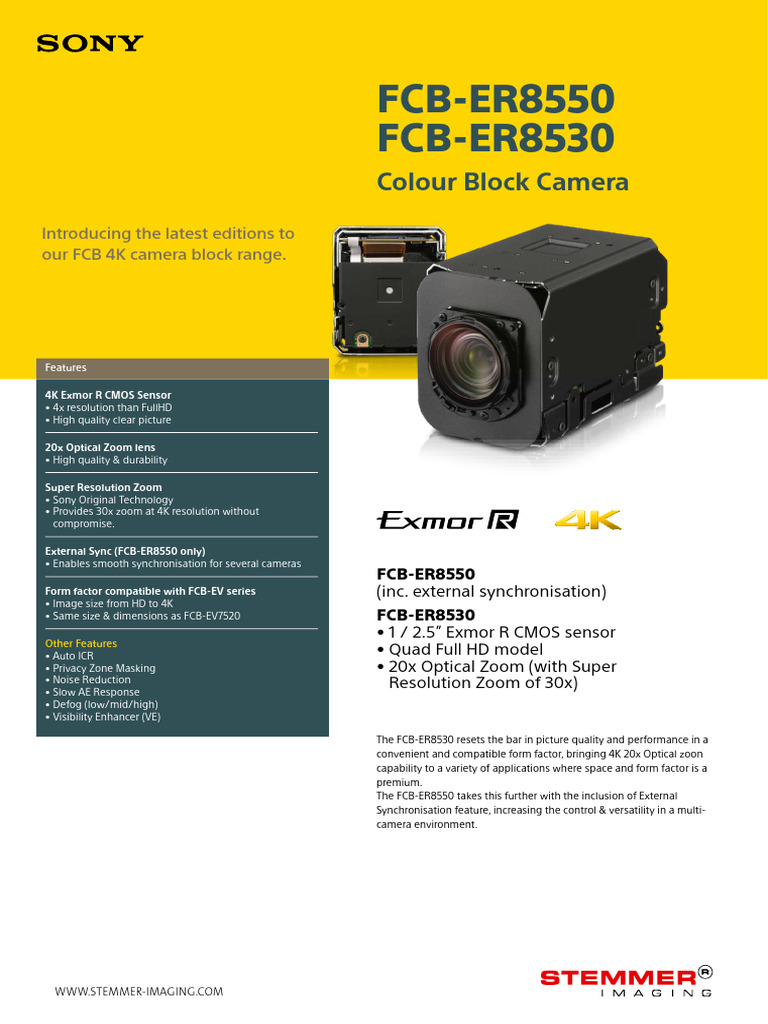 Datasheet FCB ER8530 - 8550 | PDF | Zoom Lens | Camera