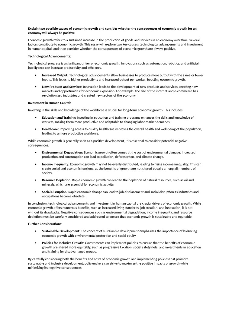 Causes and Consequences of Economic Growth | PDF | Economic Growth ...