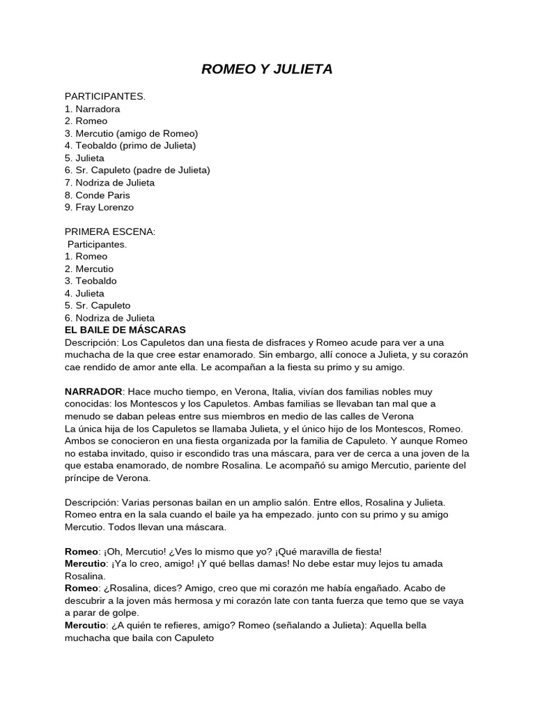 Romeo y Julieta (Libreto) | PDF | Romeo y Julieta | Tragedias de Shakespeare