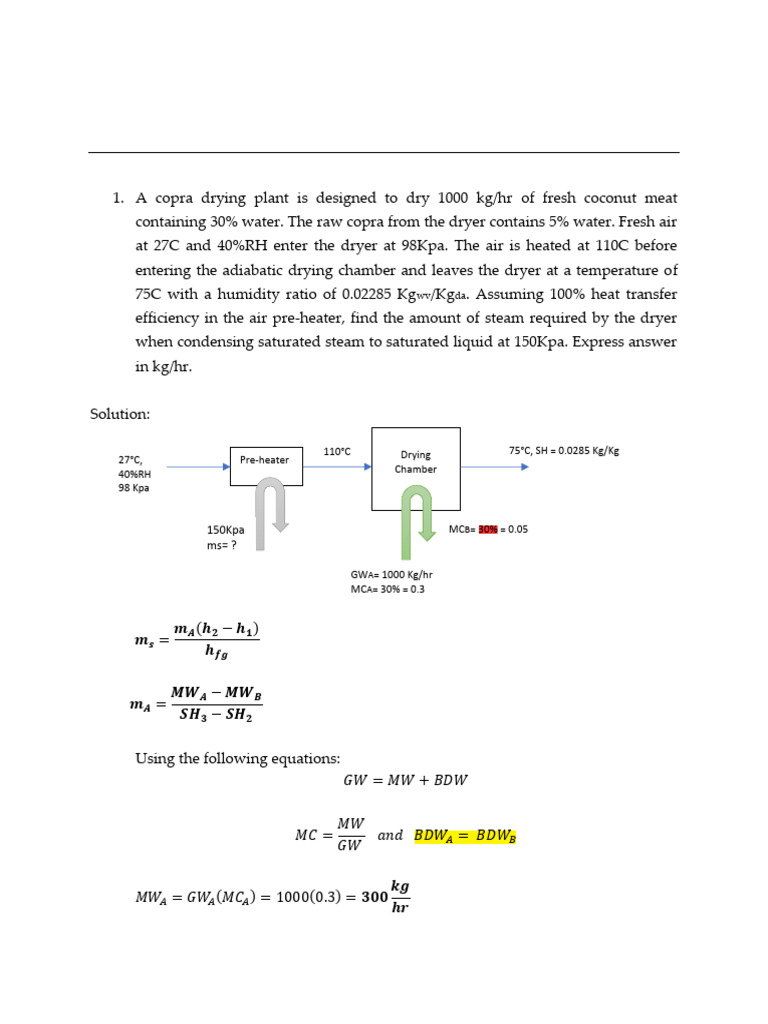 Copra and Rotary Dryer Calculations | PDF | Humidity | Clothes Dryer