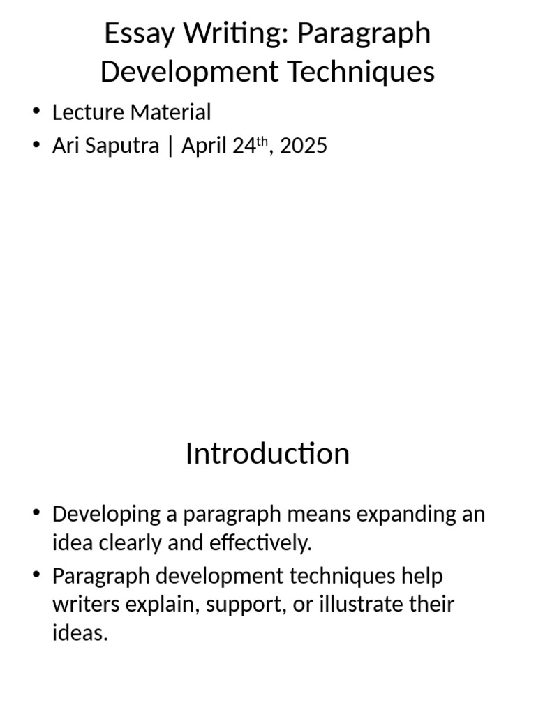 Paragraph Development Techniques | PDF