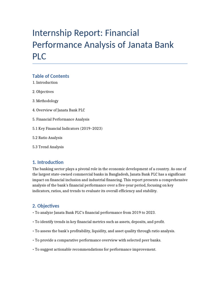 Janata Bank Financial Performance Report Updated | PDF | Banks | Return ...