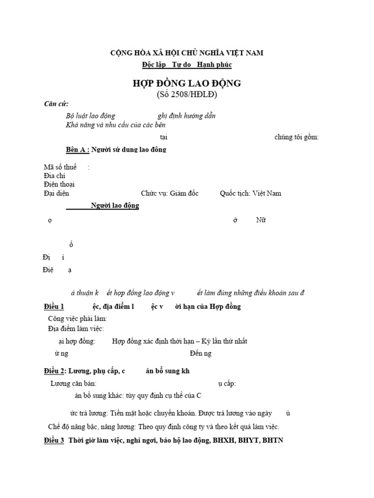 Hop Dong Lao Dong | PDF
