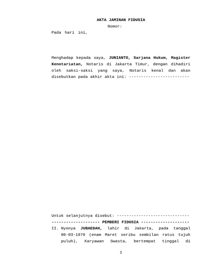 Blangko Fidusia Jatiwaringin | PDF