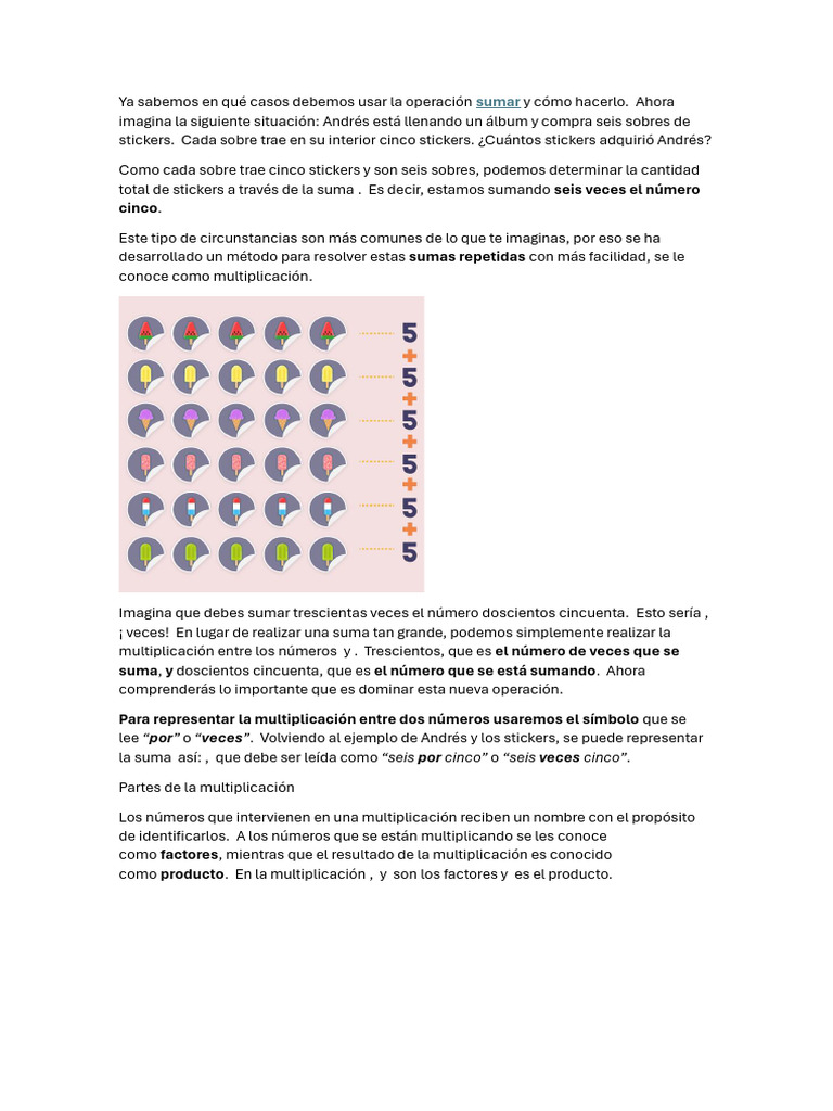 COSAS QUE DEBEMOS SABER DE LA MULTIPLICACION | PDF
