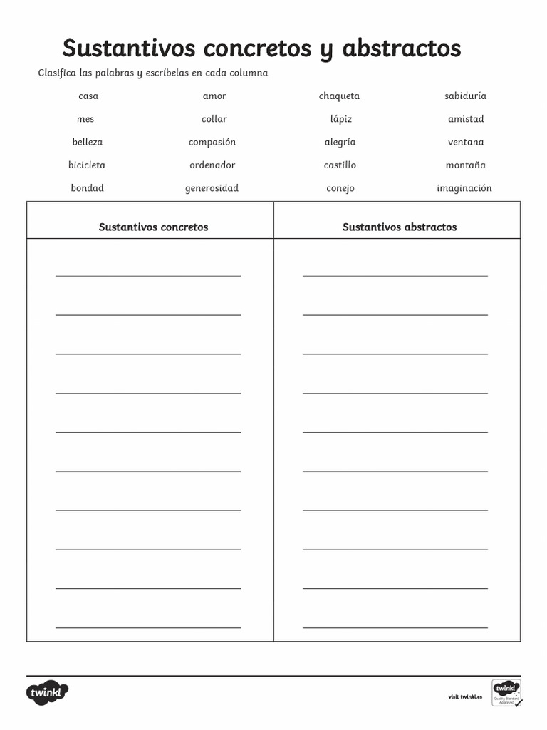 clasifcacion sustantivos concretos y abstractos | PDF