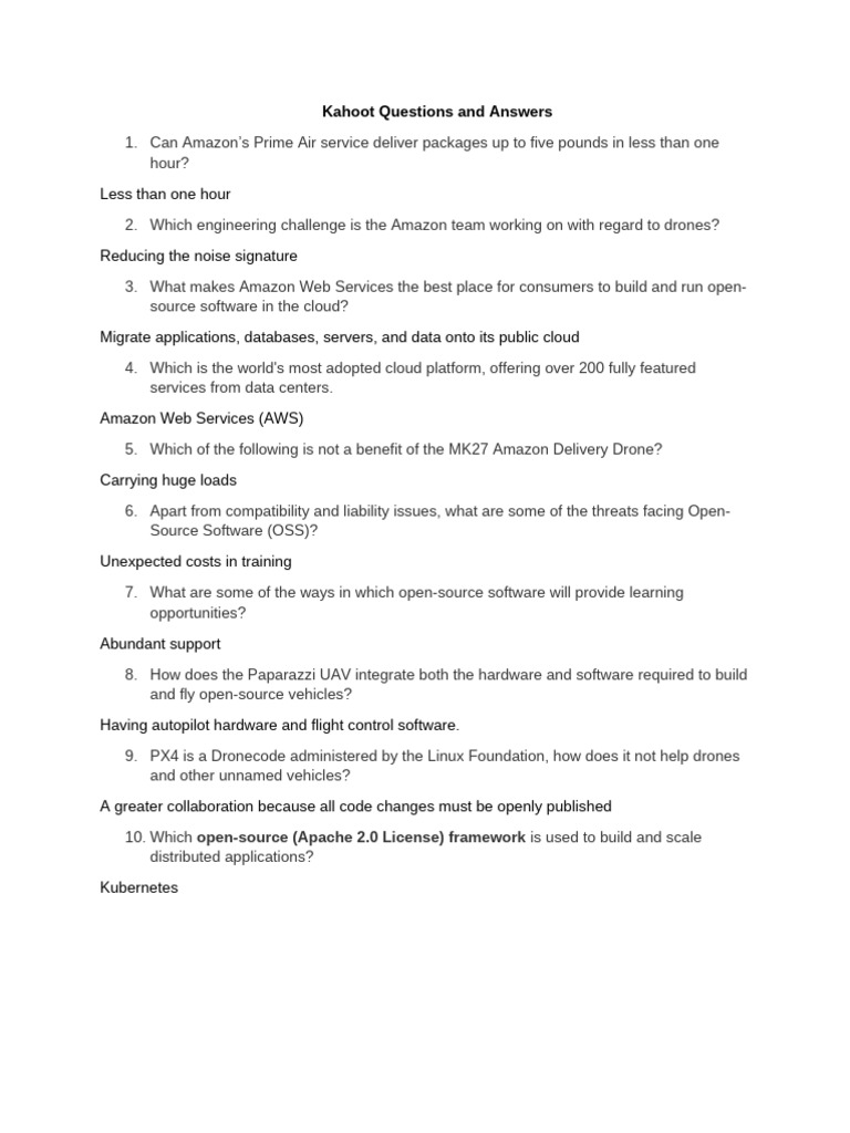 Kahoot Questions and Answers | PDF