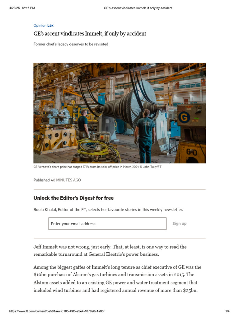 GE's Ascent Vindicates Immelt, If Only by Accident | PDF | General ...