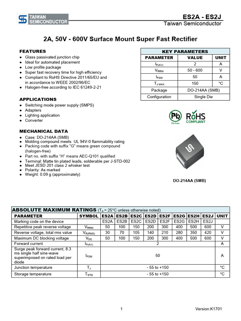 50V-600V Surface Mount Rectifiers Guide | PDF | Diode | Electrical Engineering
