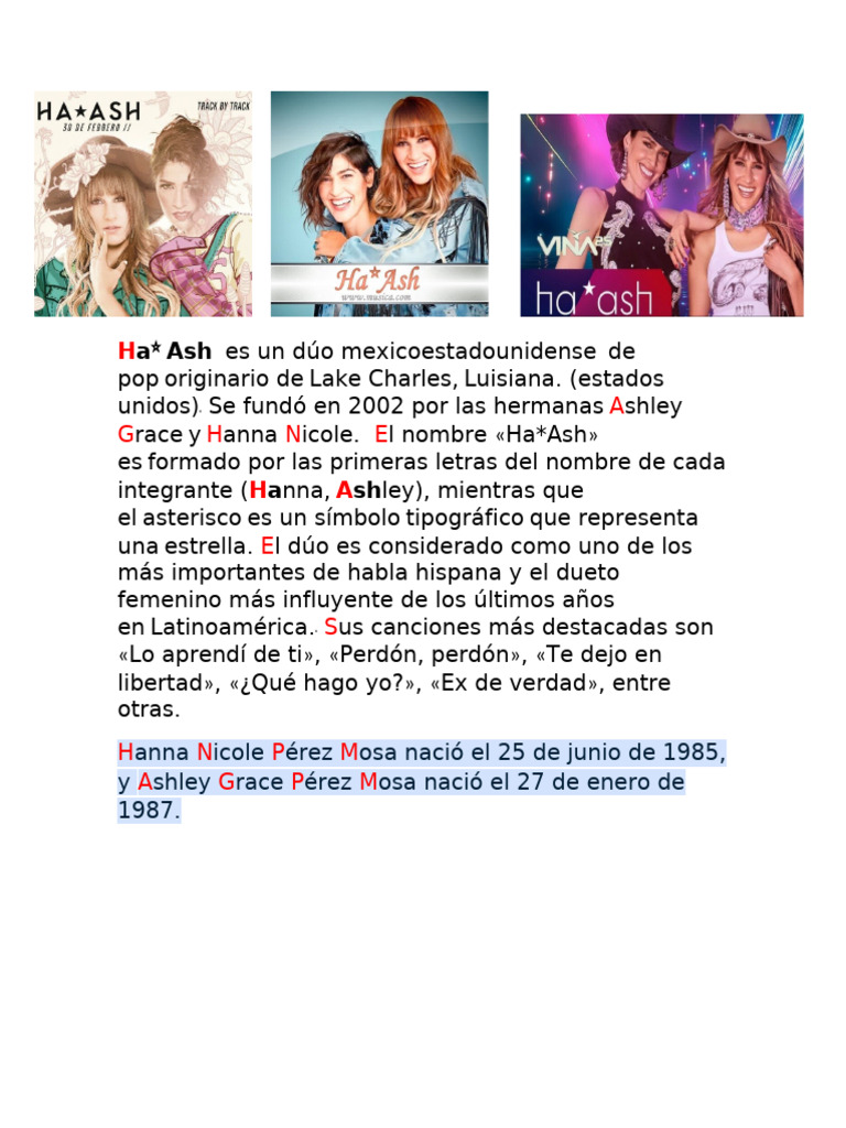 Ha Ash: Dúo Pop Femenino Mexicano | PDF