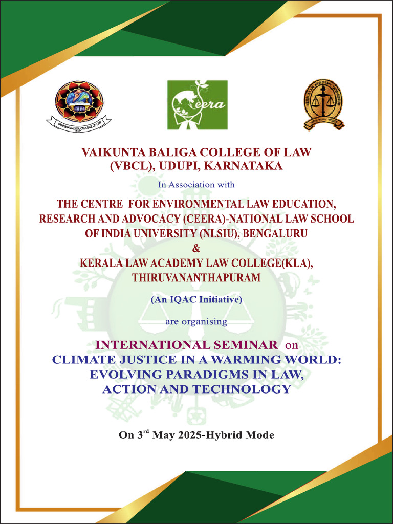 VBCL International Seminar Brochure - CDR | PDF | Climate Change ...