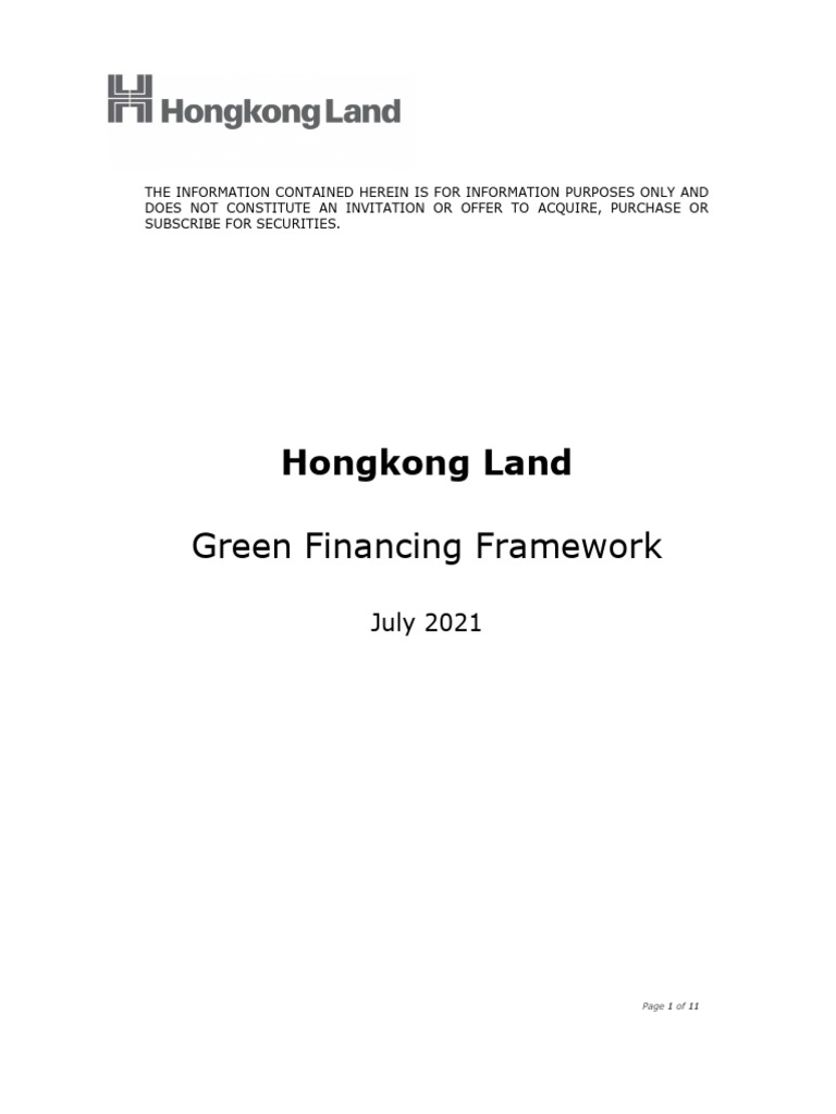 HLL - Hongkong - Land - Green - Financing - Framework - July 2021 | PDF ...