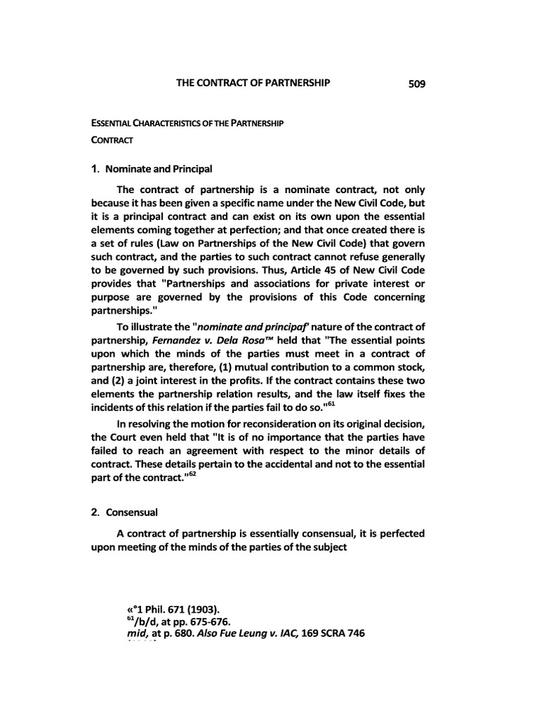 Essential Characteristics of A Partnership Villanueva | PDF
