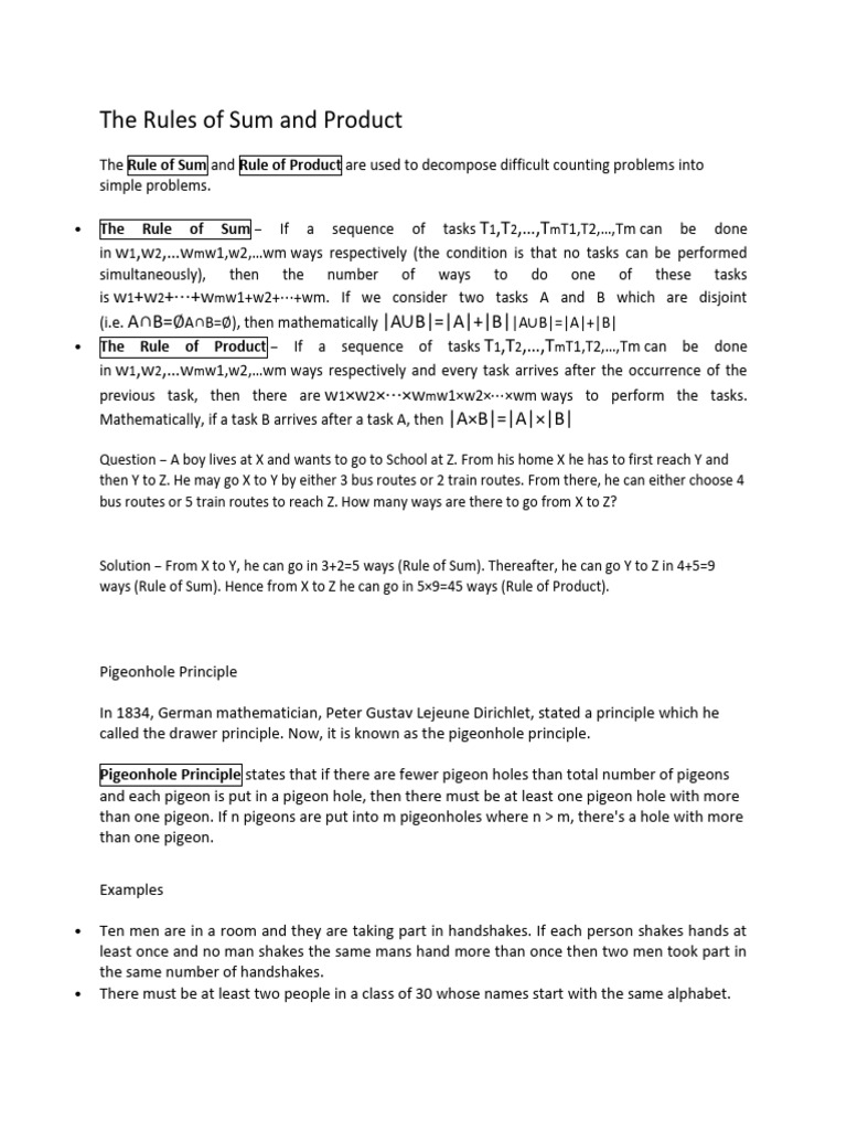 The Rules of Sum and Product | PDF