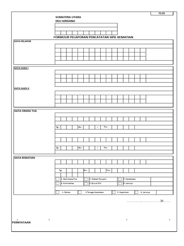 Formulir-F2-01 Kematian Pernyataan | PDF