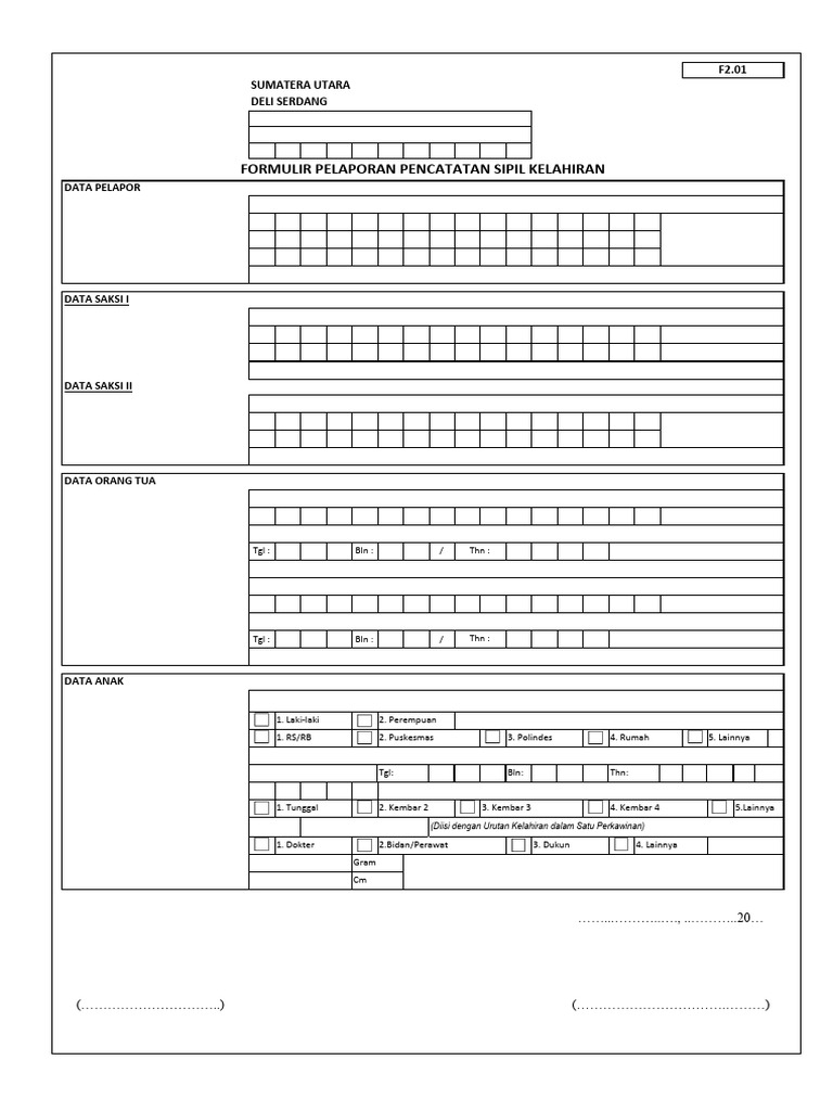 Formulir-F2-01 Kelahiran -1 | PDF