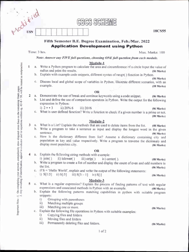 SCH 18CS55 | PDF