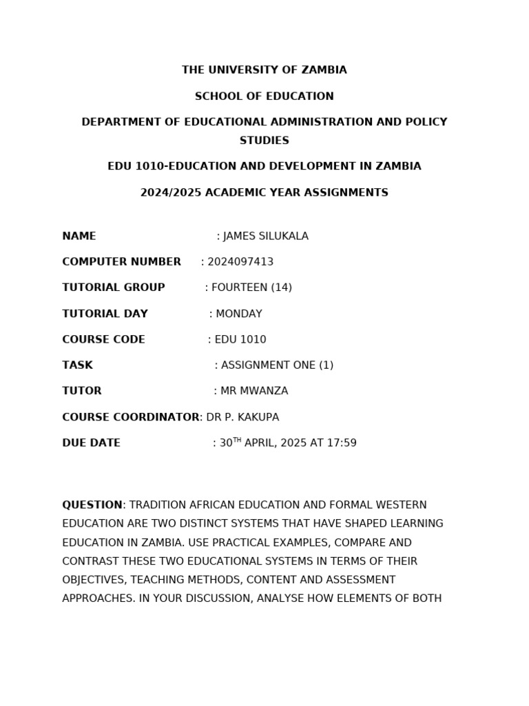 Comparing Education Systems in Zambia | PDF | Learning | Pedagogy