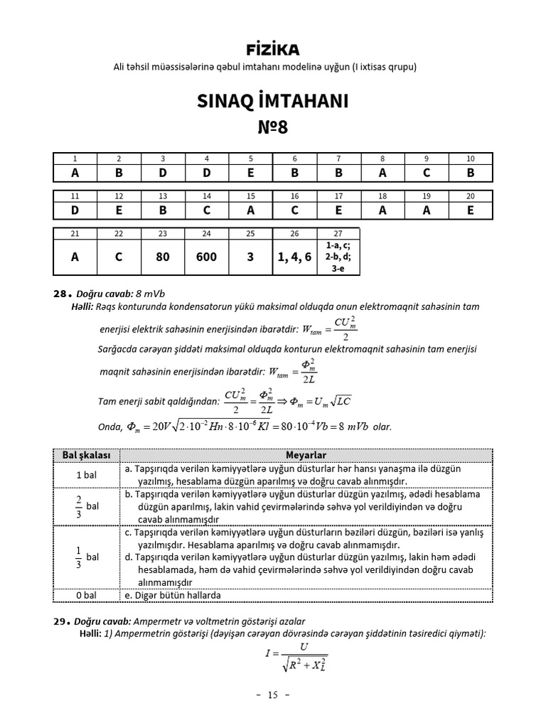 Fizika_Qrup_1_AZ_sinaq_8 | PDF