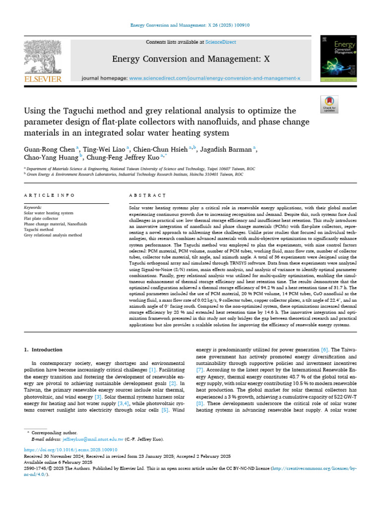 Using the Taguchi Method and Grey Relational Analysis to Opt 2025 Energy Con | PDF | Heat ...