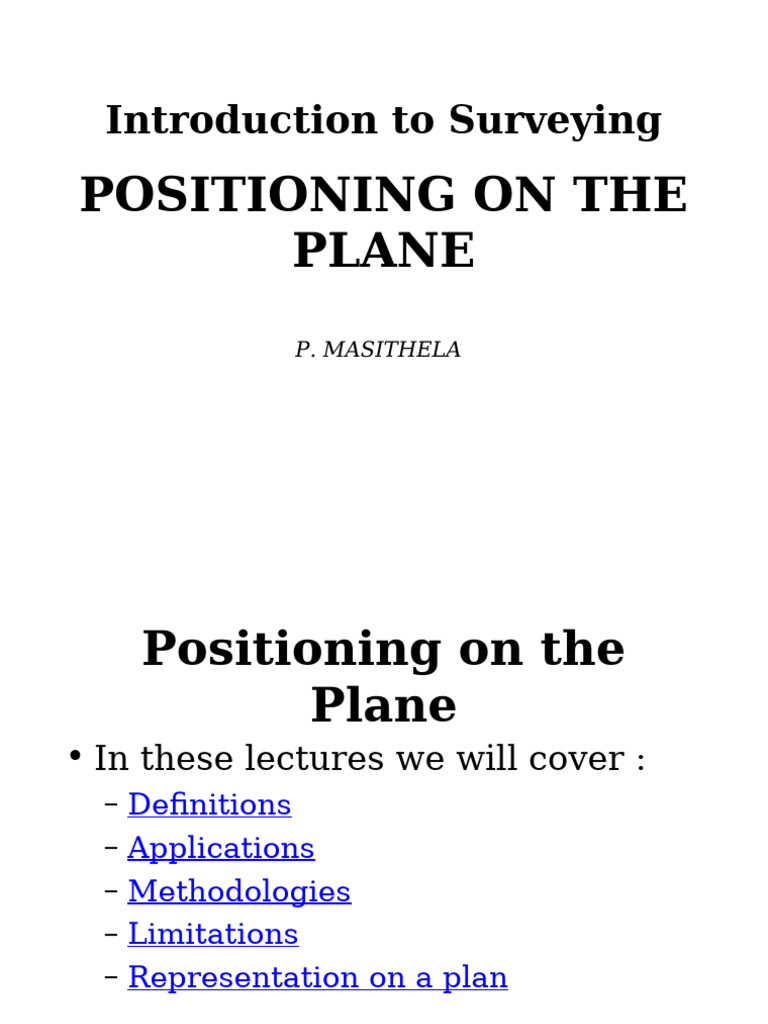 Plane Positioning Techniques in Surveying | PDF | Surveying ...