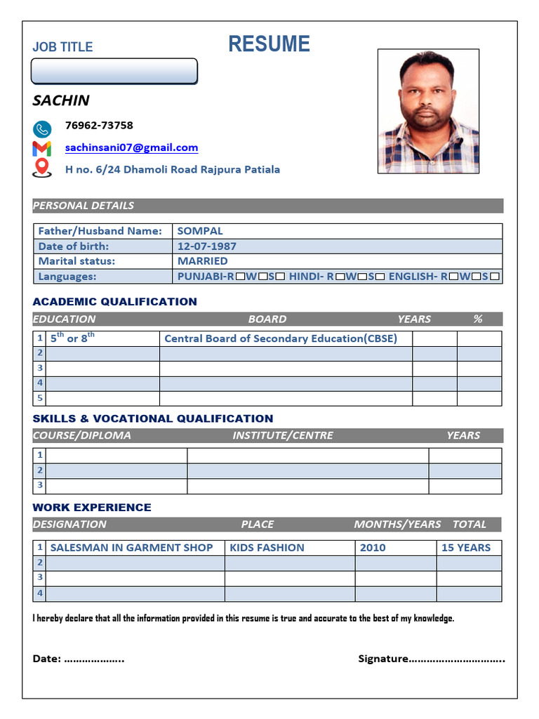 RESUME Sachin Ji | PDF